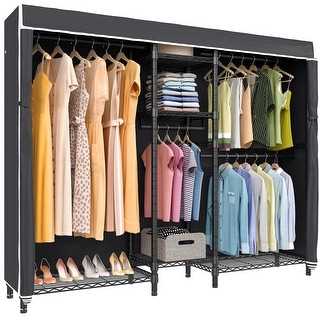 Heavy Duty Clothes Rack 5 Tiers Garment Rack Large Wardrobe Closet ...
