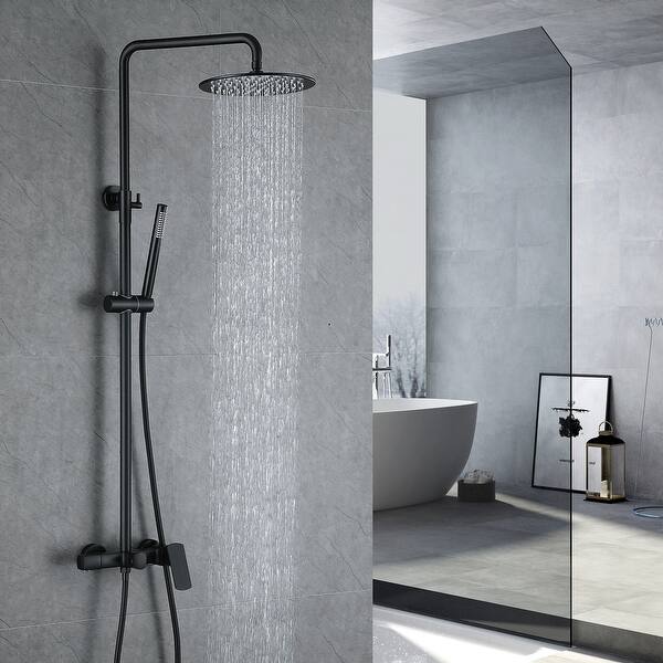 Exposed Wall-Mounted Shower System with tub spout and rough-in Valve ...