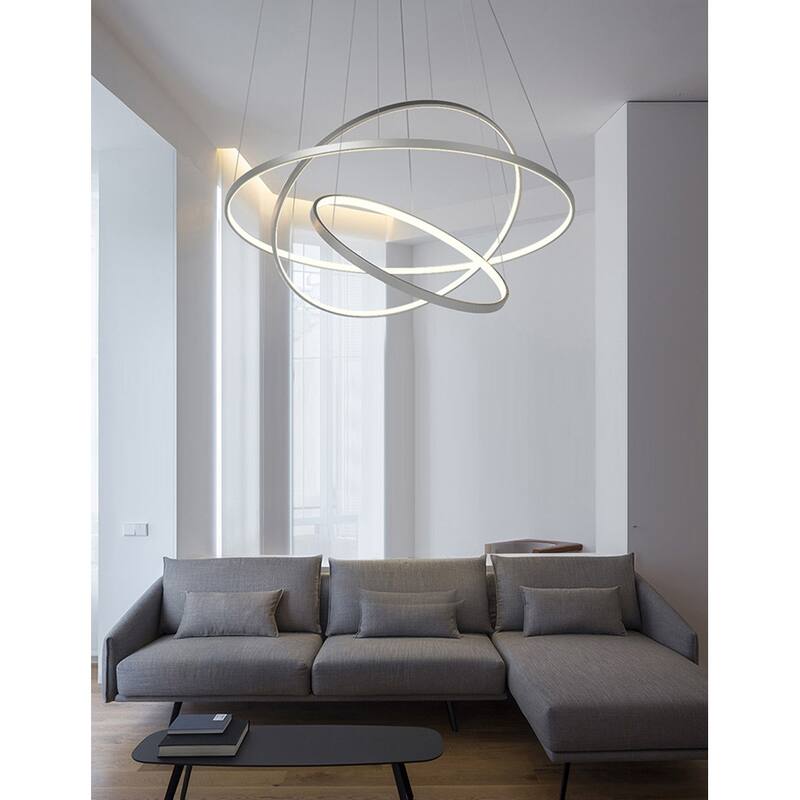 Modern Painted White 3 Rings LED Pendant Light Fixture - On Sale - Bed ...