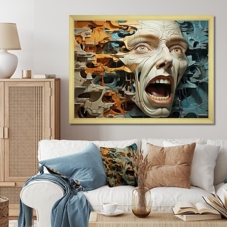 Designart "Surrealism Morphing Faces" Surrealism Framed Wall Art Living ...