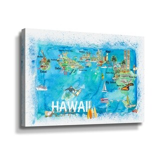 Hawaii USA Illustrated Map with Landmarks and Highlights Gallery ...