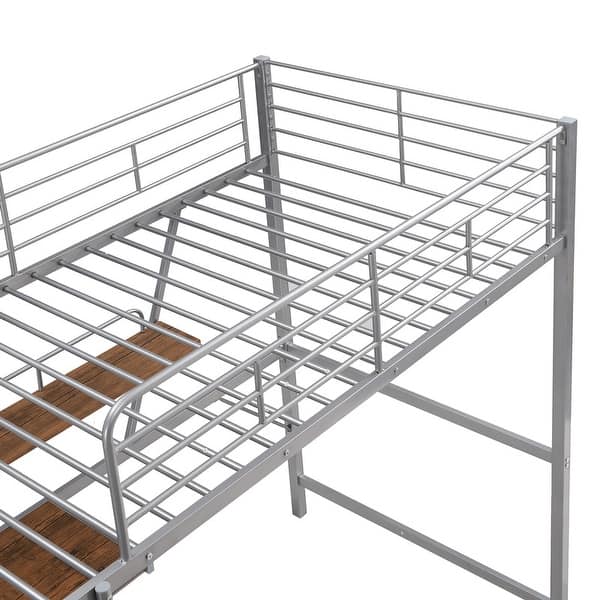 Sturdy Metal Frame Loft Bed with L-shaped MDF Desk and Shelf - Bed Bath ...