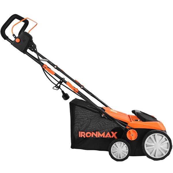 IronMax 13Amp Corded Scarifier 15'' Electric Lawn Dethatcher w/50L ...