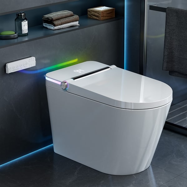 Yulika U5 Elongated Floor Mounted Bidet Toilet Smart Toilet with Warmed ...