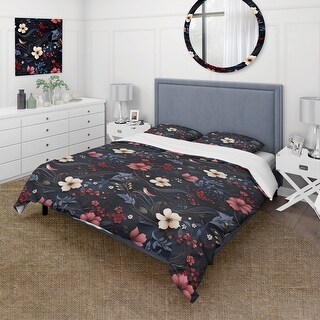 Designart "Darkened Melody Moody Patterns" Purple Cottage Bedding Cover ...