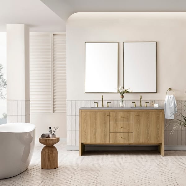 James Martin Vanities Hudson 60" Double Vanity, Light Natural Oak - Bed ...