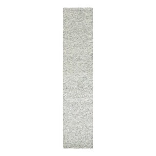 Shahbanu Rugs Platinum Gray, Modern 100% Undyed Wool Tone on Tone Grass ...