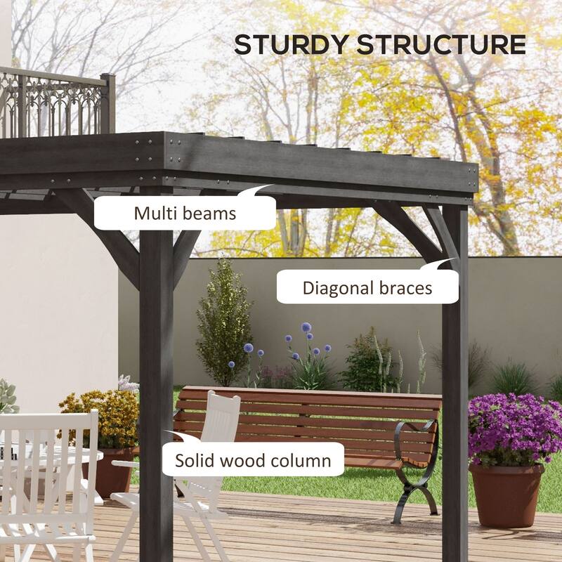 Outsunny 10' x 12' Outdoor Pergola, Wood Gazebo Grape Trellis with ...