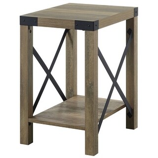 Marchetto Rustic Oak End Table with Bottom Shelf - Bed Bath & Beyond ...