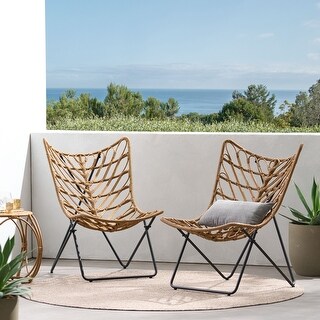 Boho Modern Wicker Finish Curved Seating - Bed Bath & Beyond - 40352260
