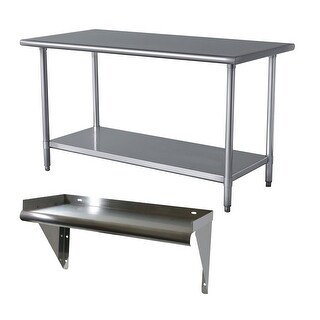 Offex Stainless Steel Work Table and Adjustable Galvanised Metal Work ...