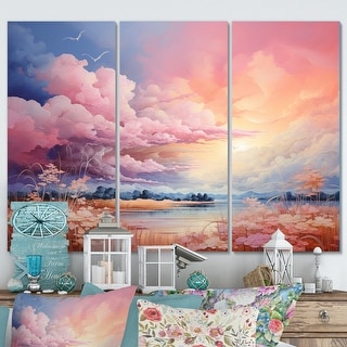 Designart "Clouds Prairies Collages I" Landscapes Wall Art Living Room ...