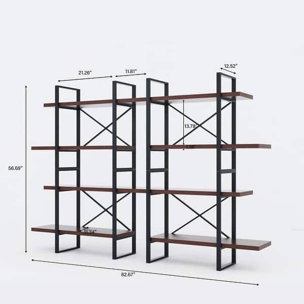 Osman Dark Walnut Adjustable Wood and Metal Display and Steel Etagere ...