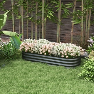 Oval Planter Box Outdoor Galvanized Raised Garden Bed Kit Elevated ...