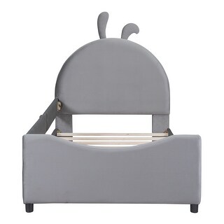 Gray Twin Size Upholstered Daybed with Rabbit Ear Shaped Headboard for ...