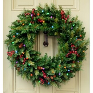 Woodland Berry Wreath B/O LED Lights (24", 30", 36") - Bed Bath ...