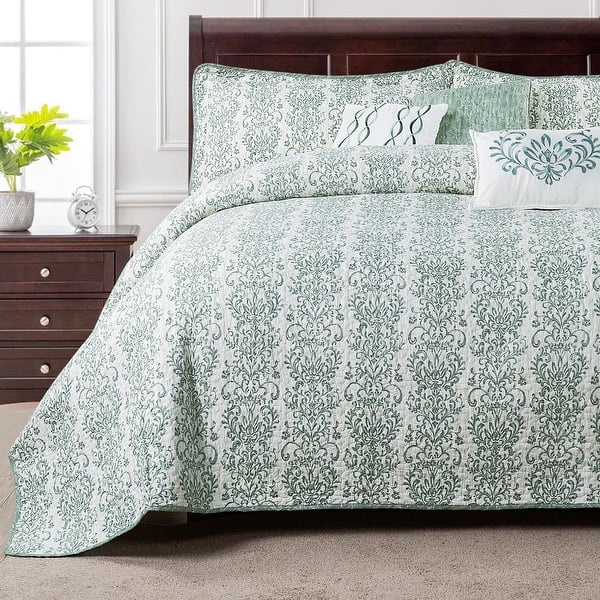 Serenta 6 Piece Mayfair Printed Microfiber Quilts Coverlet Set - Bed ...