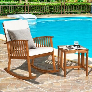 2 Pieces Acacia Wood Patio Rocking Chair Table Set - Bed Bath & Beyond ...