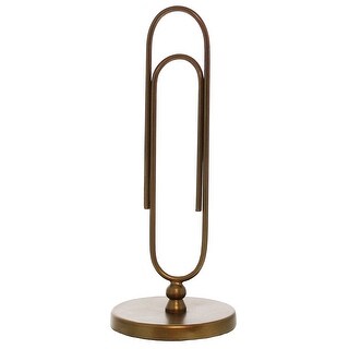 Metal Paperclip Design Letter Holder with Round Base, Brass - Bed Bath ...