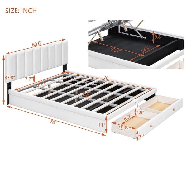 Upholstered Full Size Lift Up Storage Platform Bed Frame, PU - Bed Bath ...