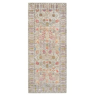 Shahbanu Rugs Taupe Directional Vase All Over Design Silk With Textured ...
