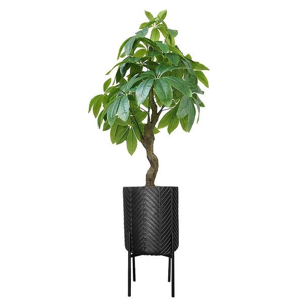 Artificial pachira tree in Black Chevron planter 63.5 In - Green - Bed ...