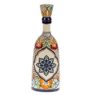 Novica Handmade Blue Mandala Flavors Ceramic Decanter - Bed Bath ...
