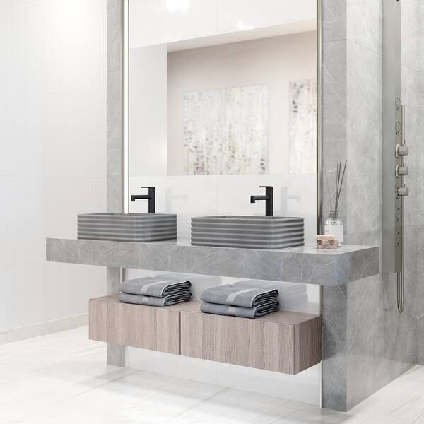 Cadman Concreto Stone Bathroom Vessel Sink with Faucet and Pop-Up Drain - 18 - On Sale - Bed ...