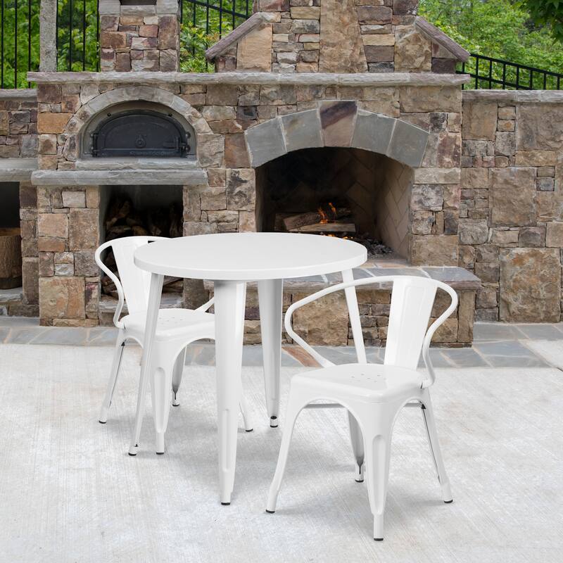 30'-inch Round Metal Indoor-Outdoor Table Set - Overstock - 13532479
