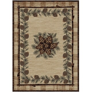 American Destination Greensboro Brown Rustic Pinecone Area Rug - Bed ...