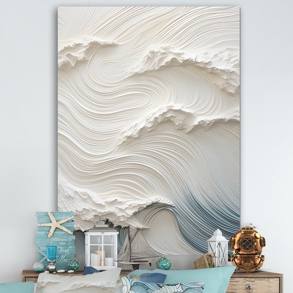 Designart "White And Blue Wave Papercut Style I" Coastal Waves Wall Art ...