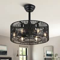 20" Gothic Ceiling Fan with Lights, Fanlight with Black Shades, 3 Fan ...