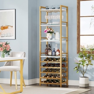 20 Bottle Freestanding Floor Wine Rack, 9 Tier Floor Liquor Cabinet ...