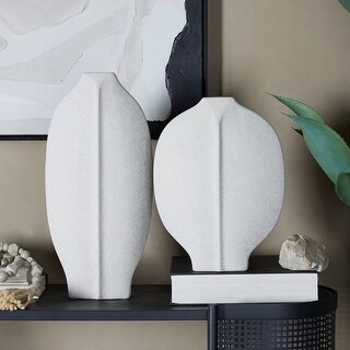 CosmoLiving by Cosmopolitan Minimalist Ceramic Textured Vase (Set of 2 ...
