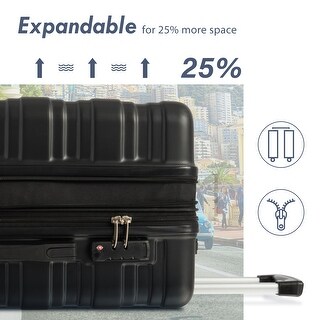 Single Luggage Carry on Luggage ABS 24" with Hardside Expandable ...