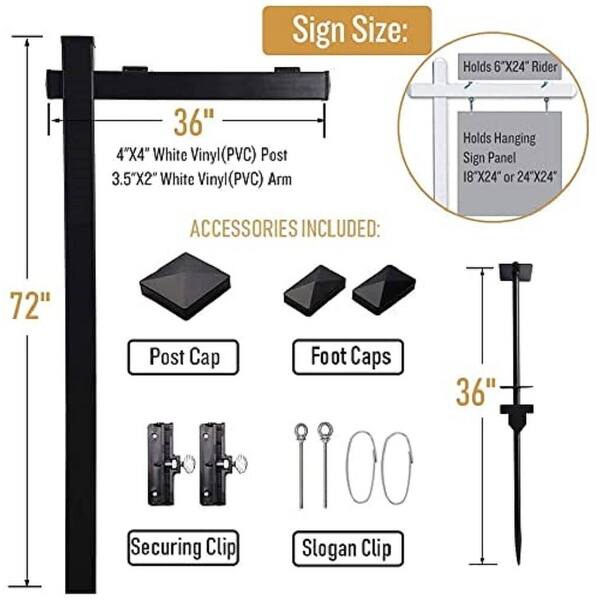 Arm Vinyl PVC Black Real Estate Sign Post with Flat Cap - Bed Bath ...