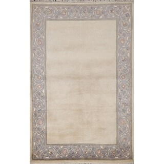 Beige Bordered Nepalese Oriental Area Rug Hand-knotted Wool Carpet - 3'6" x 5'1" - Bed Bath ...