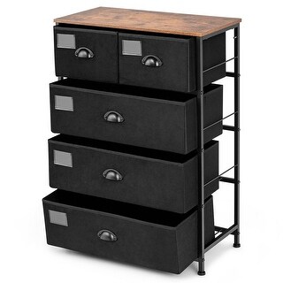 5 Fabric Foldable Removable Drawer Dresser Storage Tower Storage Drawer ...