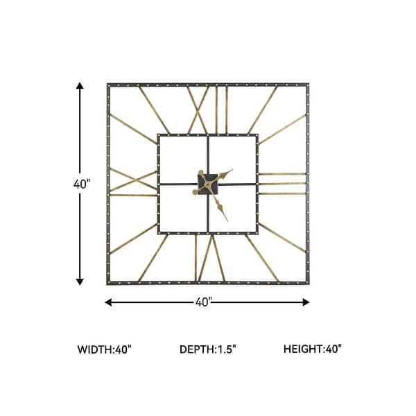 Thames Contemporary Black/Gold Wall Clock - 40" W x 1.5" D x 40" H ...