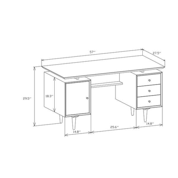 57.08 Inches Elegant Writing Desk, Functional Office Desk - Bed Bath ...