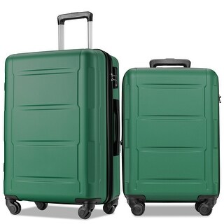 Featherweight 2 Piece Luggage Set ABS Suitcases w/ TSA Lock,Green - Bed ...