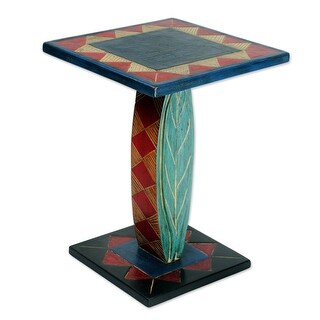 Handmade Rustic Leaf Cedar wood accent table (Ghana) - Bed Bath ...