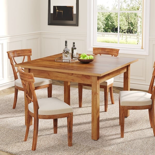 39.4 Inches Square 2-4 People Dining Table with Solid Wood Legs for ...
