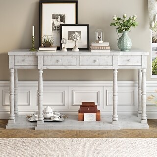 63 Inch MDF Console Table with 4 Front Facing Storage Drawers and 1 ...