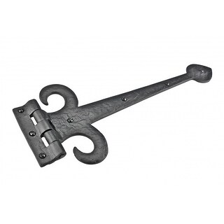 Gate Hinges 15.5" Black Wrought Iron Fleur De Lis Style Strap Hinges ...