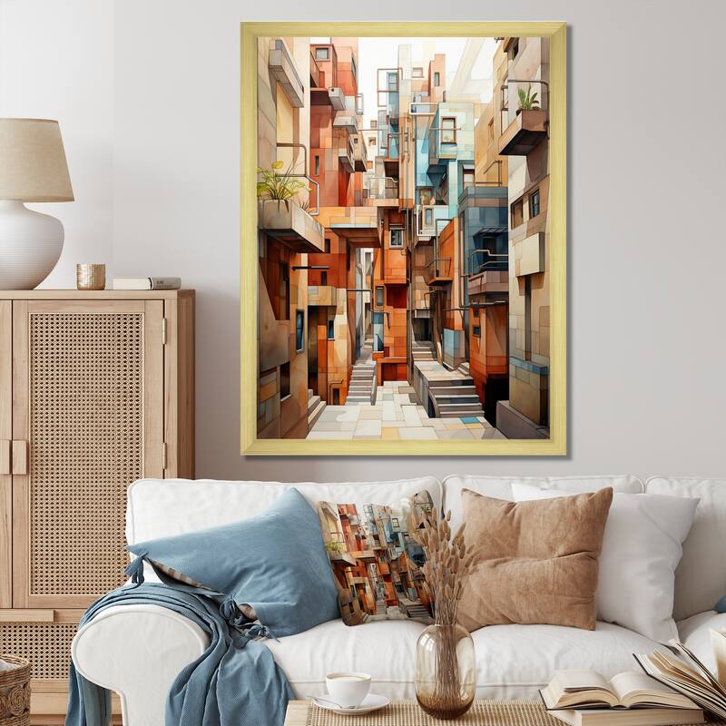 Designart "Cubism Art Multidimensional I" Cubism Framed Canvas Print ...
