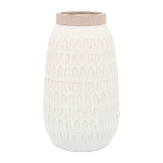 Ceramic Carved Tabletop Vase - 10" - Beige and Cream - Bed Bath ...
