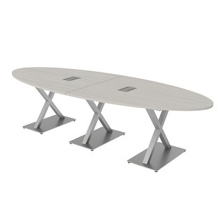 8 Person 10' Modular Oval Conference Table With X Bases Power And Data ...