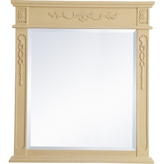 Elegant Lighting Lenora 36" x 32" Rectangular Beveled Wood Framed - Bed ...