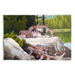 Stupell Wolf & Cubs in Nature Wall Plaque Art Design by Rod Lawrence ...